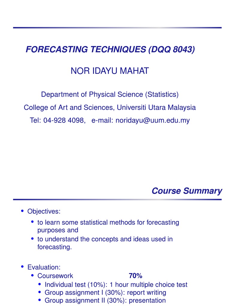 Introduction To Forecasting Techniques Pdf Forecasting Time Series