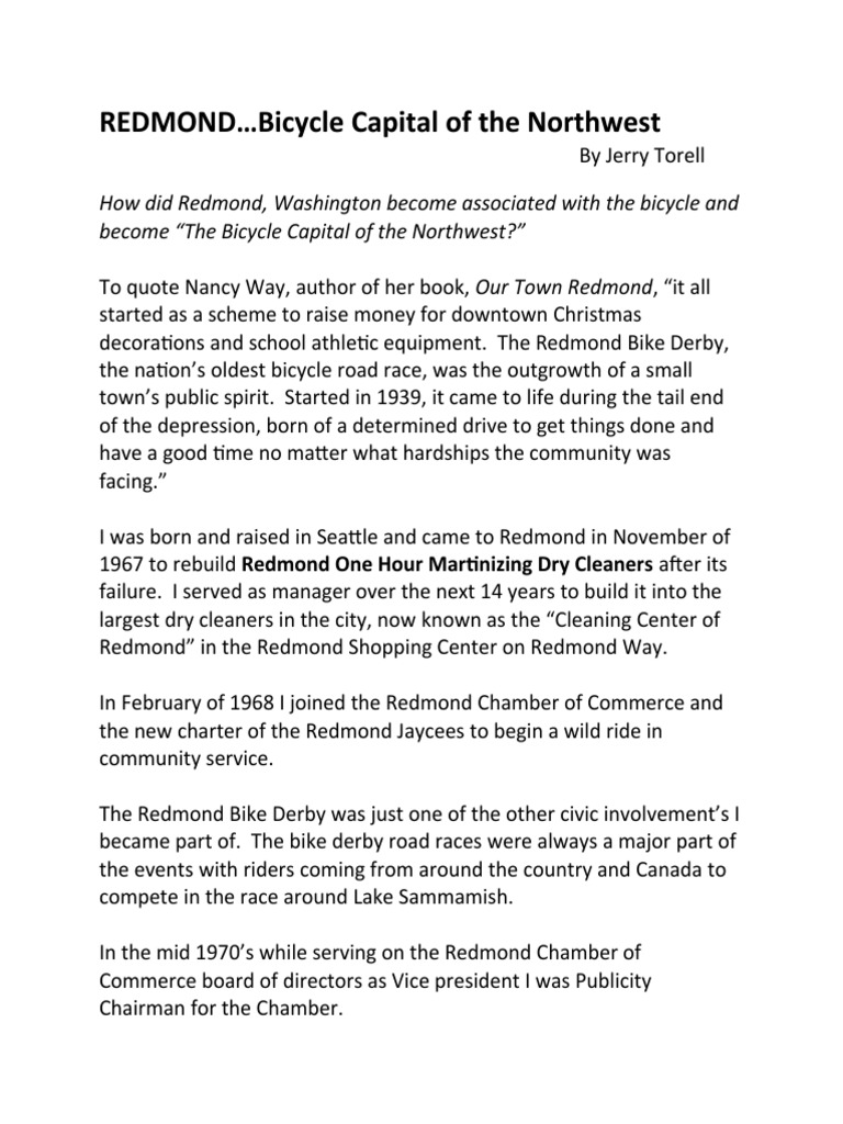 REDMOND Bicycle Entrance Sign | PDF | Adventure Travel | Human Powered ...