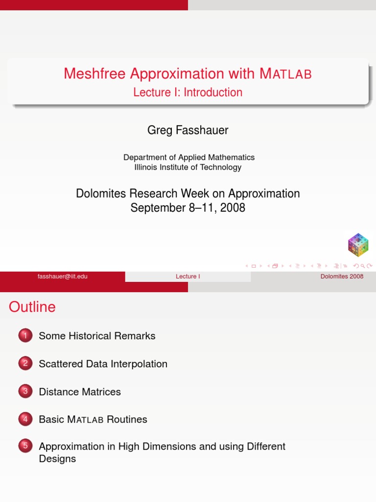 Meshfree Approximation With MATLAB Lecture | PDF | Interpolation ...