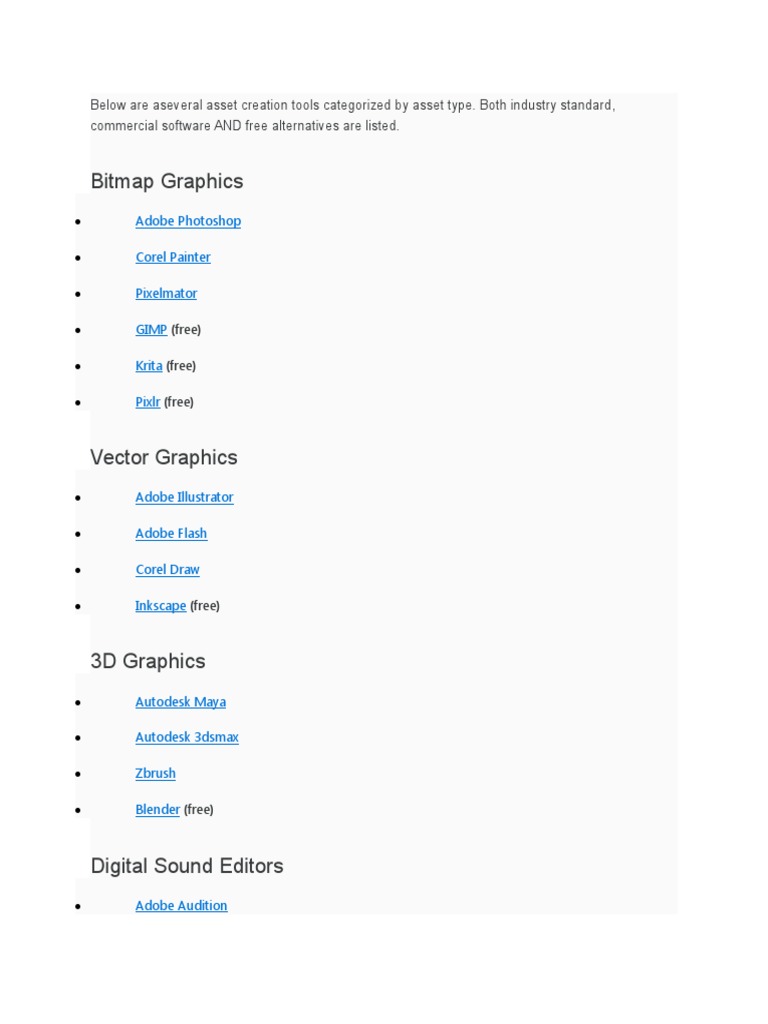 Bitmap Graphics: Adobe Photoshop Corel Painter Pixelmator Gimp Krita ...