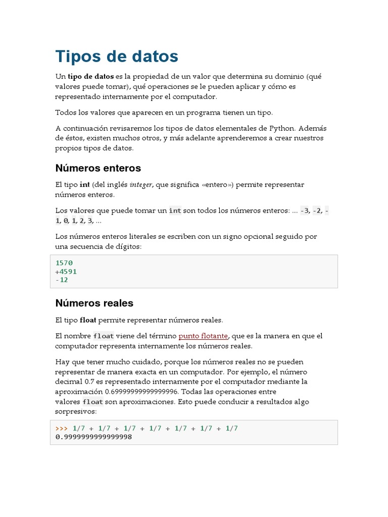 Tipos De Datos De Programacion Pdf Tipo De Datos Número Real 4003