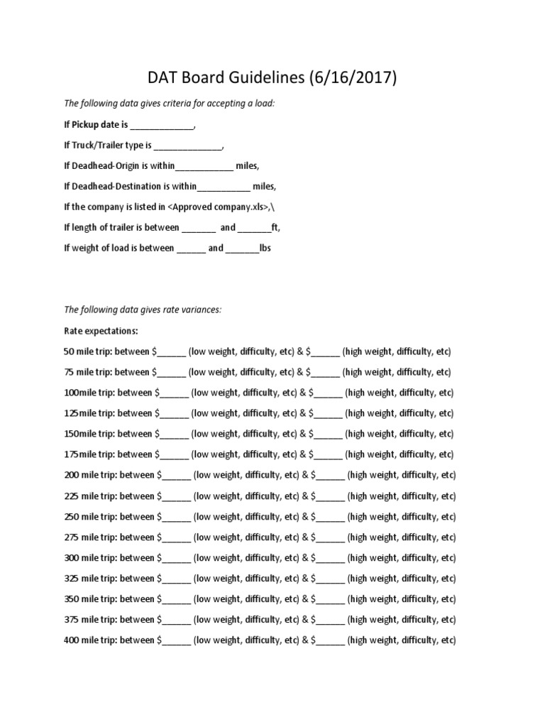DAT Board Guidelines | PDF | Commercial Vehicles | Land Transport