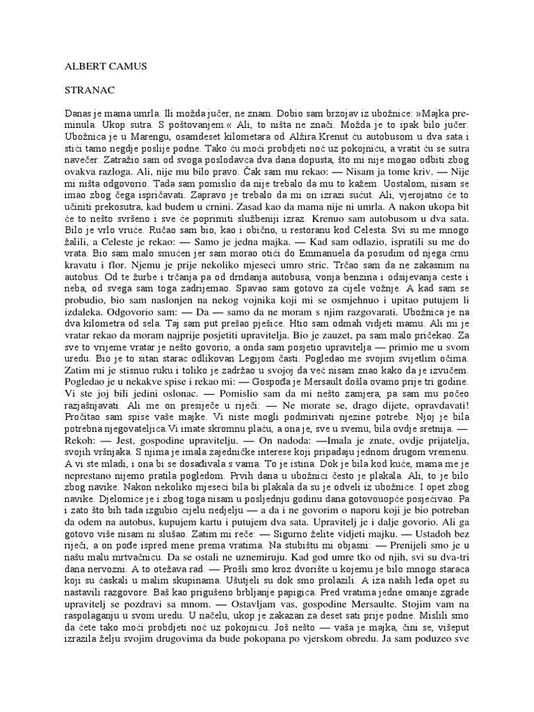 Albert Camus - Stranac PDF | PDF