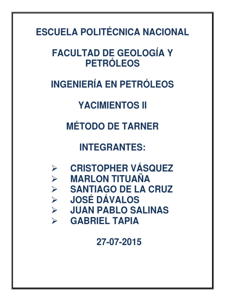 Método de Tarner en Predicción de Yacimientos | PDF | Depósito de ...