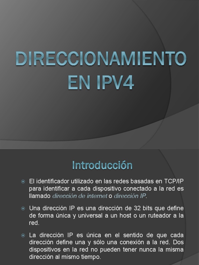 Direccionamiento Introduccion IPv4 | PDF | Dirección IP | Poco