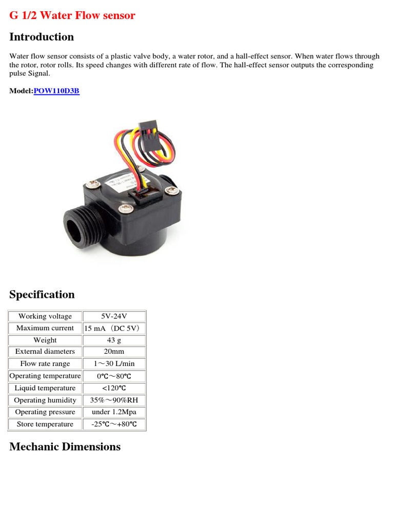 Datasheet Flow | PDF | Flow Measurement | Sensor
