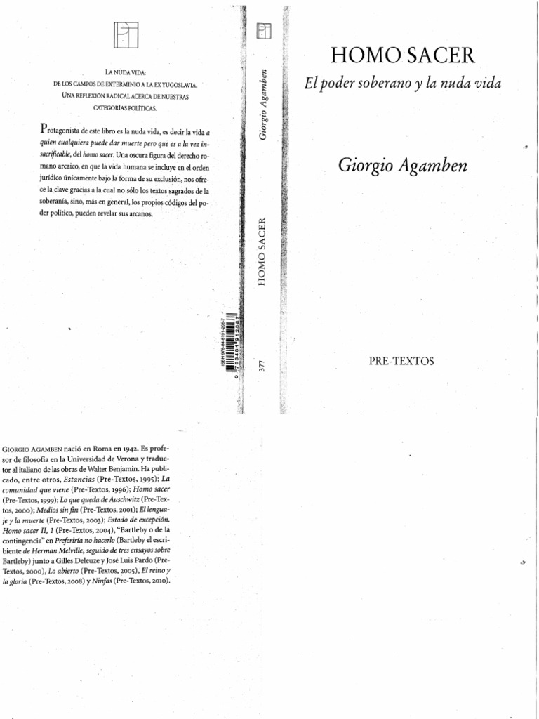 Agamben G. Homo Sacer I. Completo | PDF | Michel Foucault | Soberanía