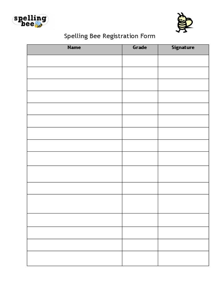 Spelling Bee Registration Form | PDF