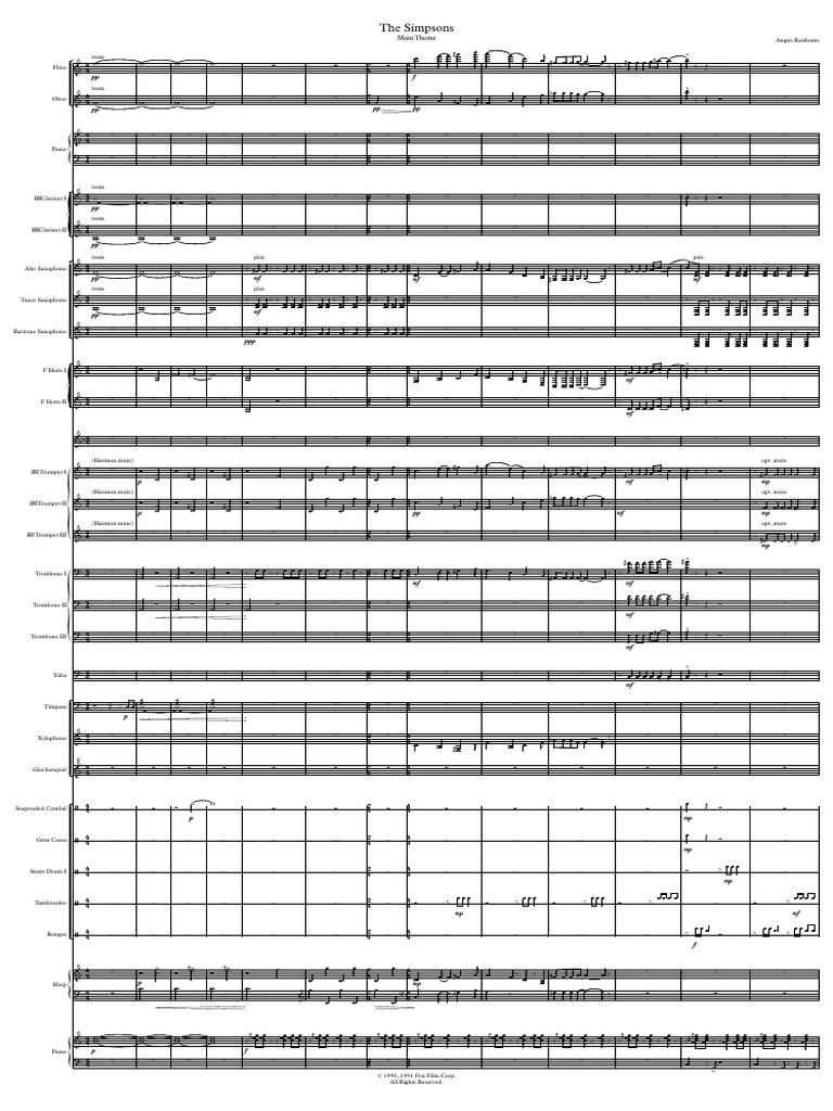 The Simpsons Theme Complete Score PDF | PDF | Music Production | Musical Compositions