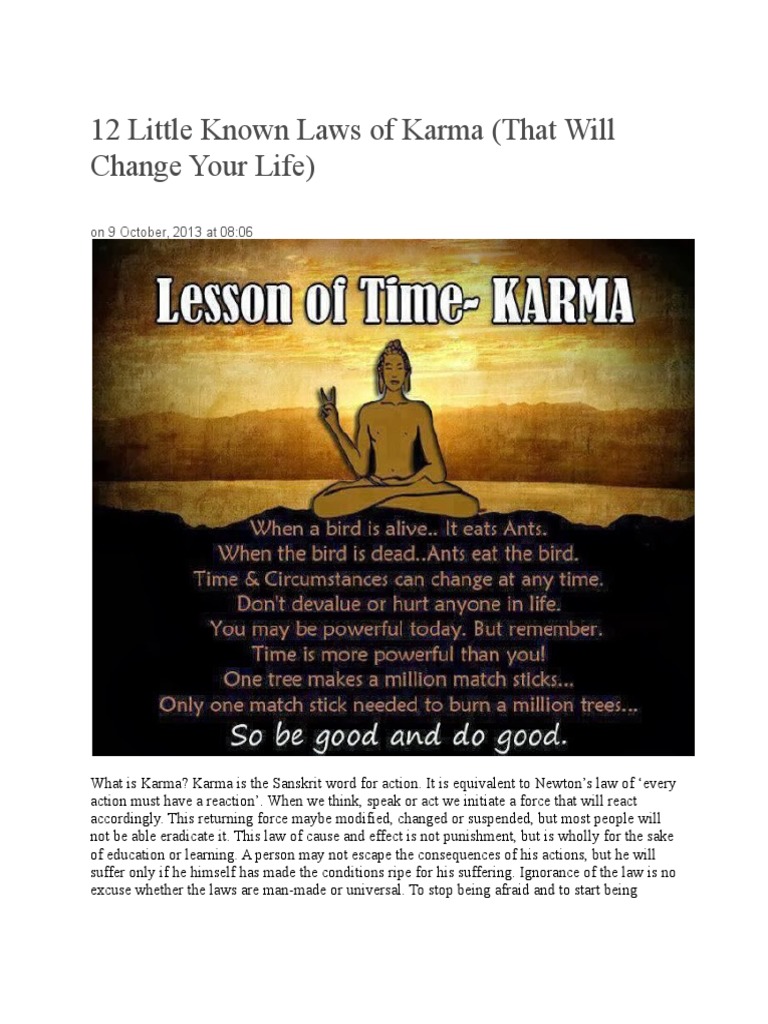 12 Little Known Laws of Karma | PDF | Karma | Cognitive Science