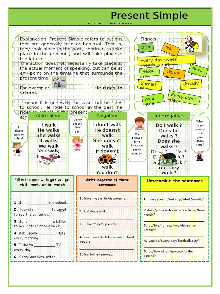 Kamal - Present Simple | PDF | Grammar | Syntax