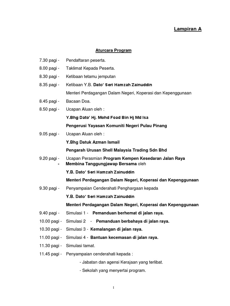 Lampiran A - Aturcara Program | PDF
