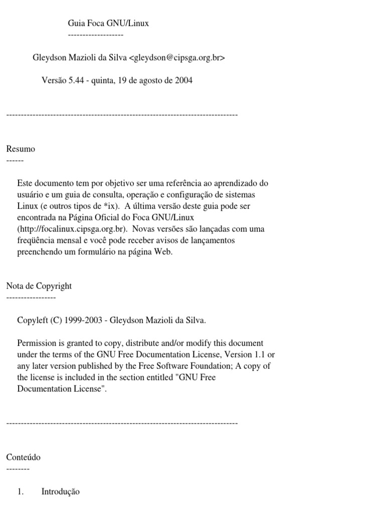 Guia Foca Intermediário | PDF | Linux | Gnu