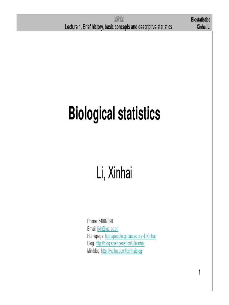 Intro to Biological Statistics Concepts | PDF | Level Of Measurement ...