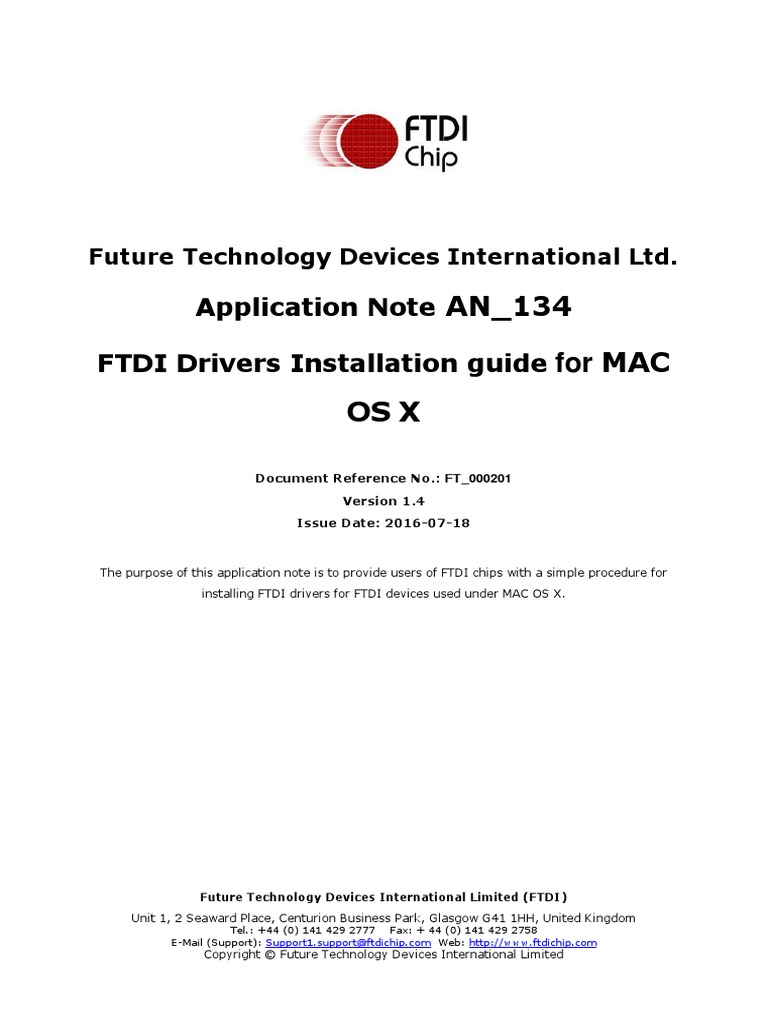 An 134 FTDI Drivers Installation Guide For MAC OSX | PDF | Device Driver | Operating System
