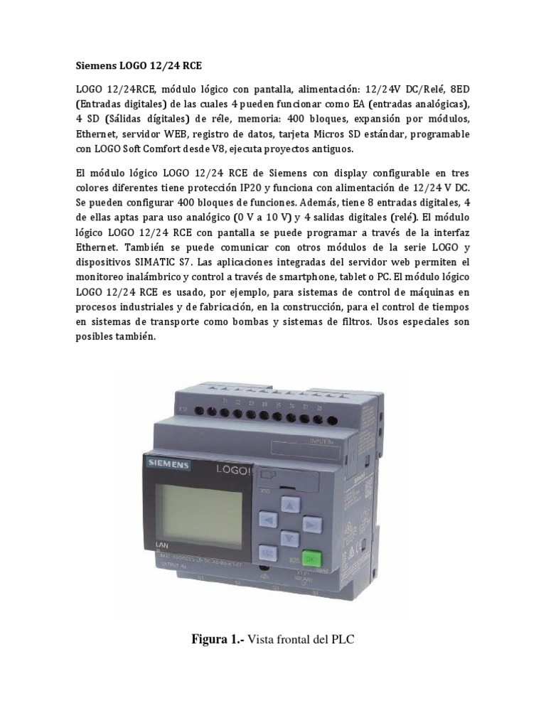 Siemens Logo 12_24 Rce | Controlador lógico programable | Relé
