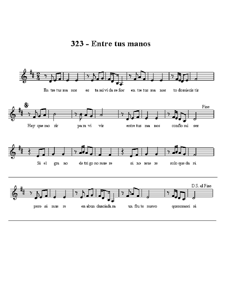Partitura Entre Tus Manos | Entretenimiento (general)
