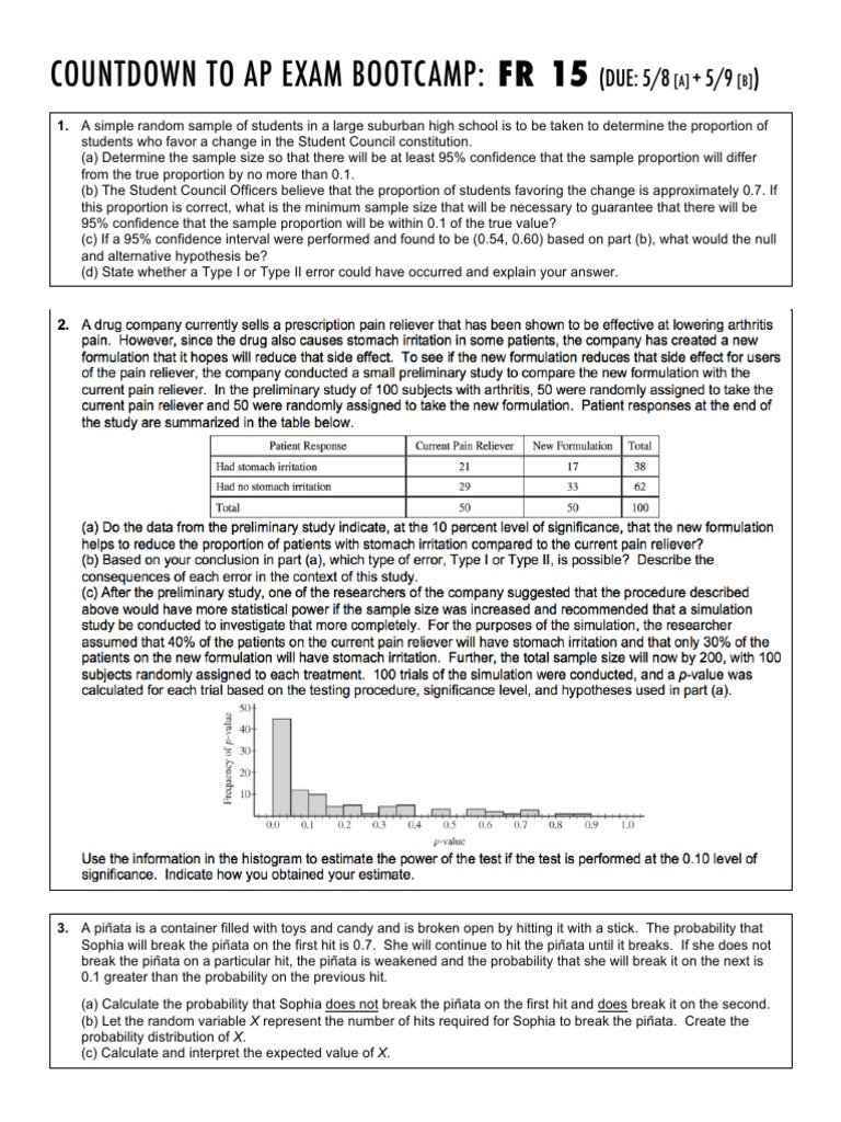 APStat BootcampFR15 | PDF | Teaching Methods & Materials