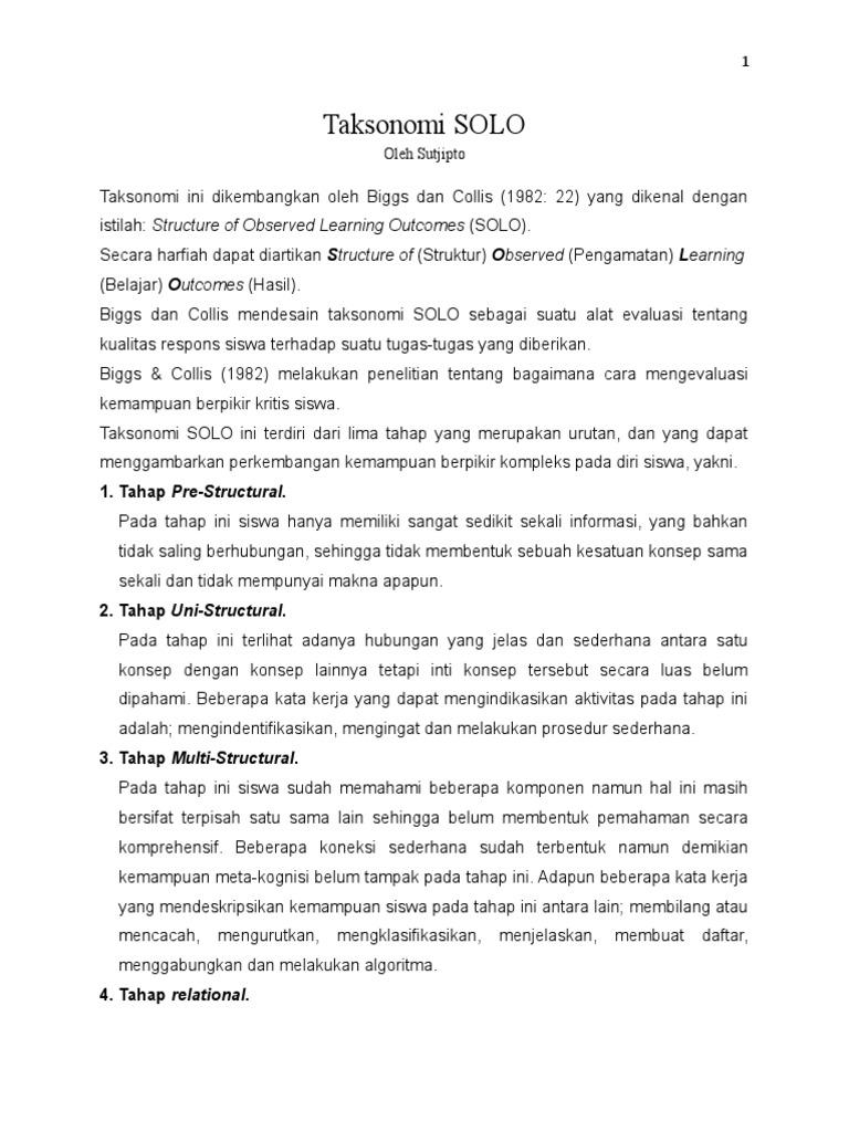 Taksonomi SOLO | PDF