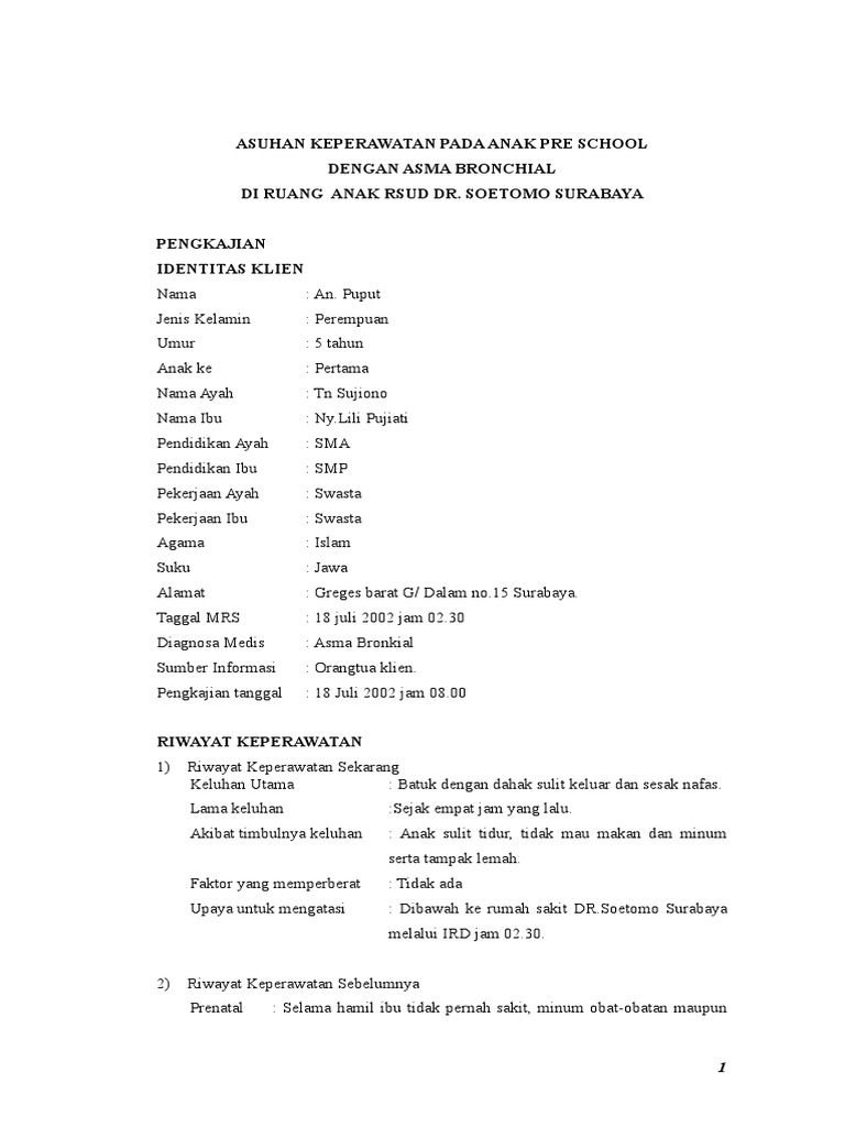 Contoh LK Askep Asma Bronkial | PDF