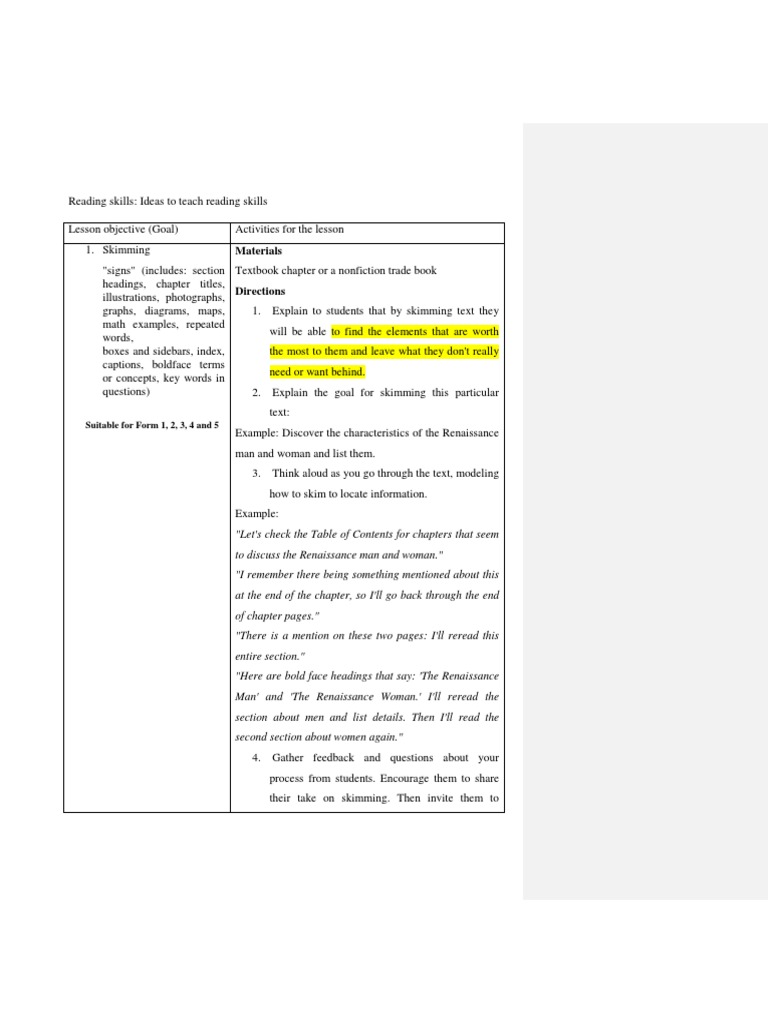 Teaching Reading Skills | PDF | Speed Reading | Reading Comprehension