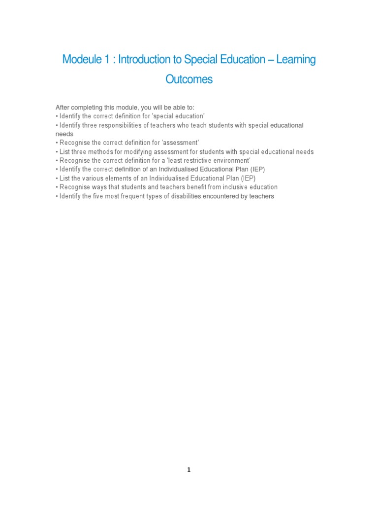 Module 1 Working With Students With Special Educational Needs | PDF ...