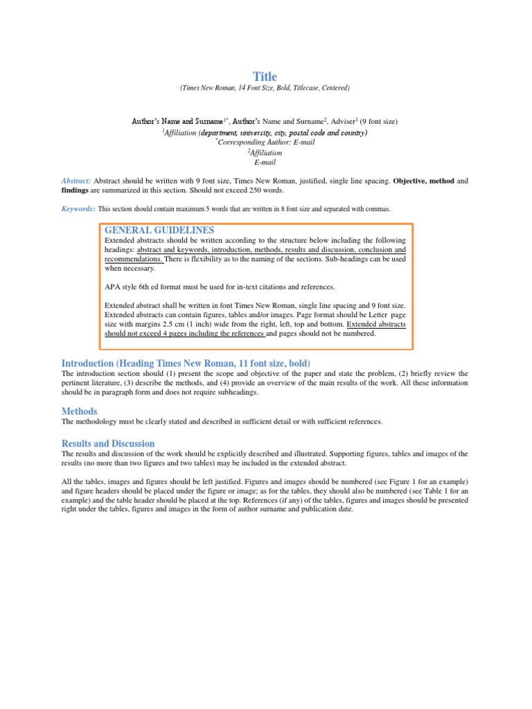 Extended Abstract Template | PDF | Abstract (Summary) | Times New Roman