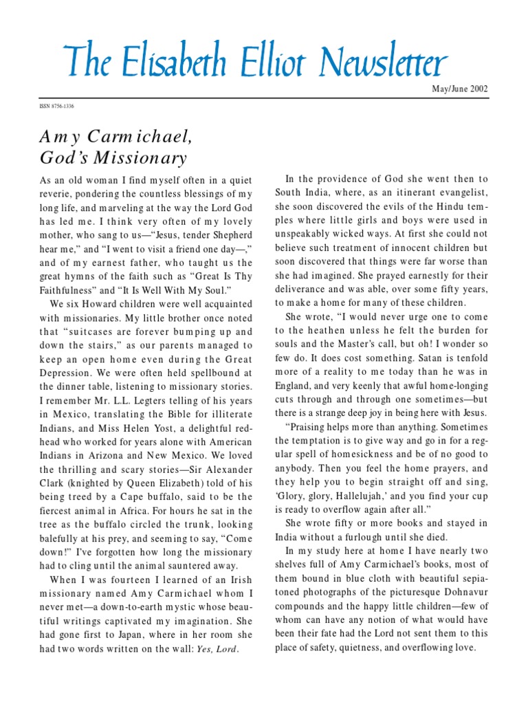 Amy Carmichael, God's Missionary: May/June 2002 | PDF | Prayer | Mythology