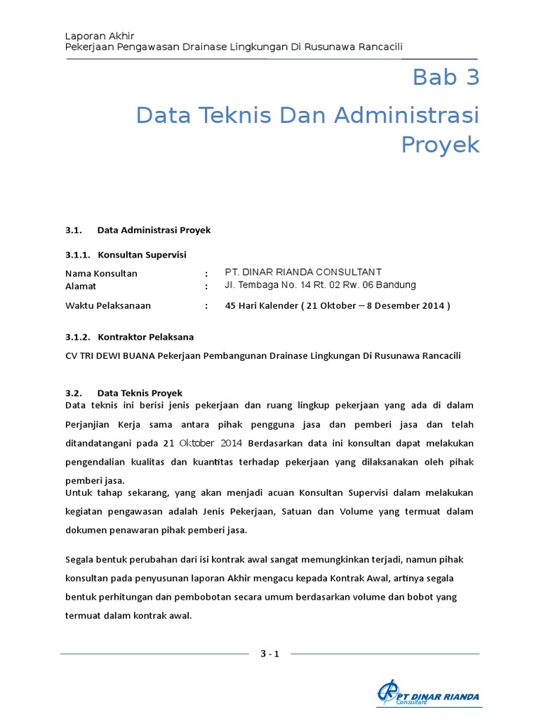 Bab 3 ATP - Data Teknis Dan Administrasi Proyek | PDF
