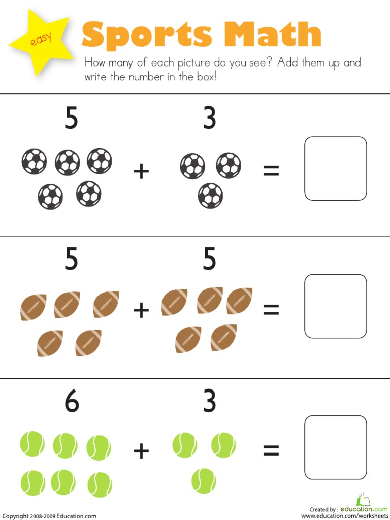 Sports Math Addition Worksheet | PDF