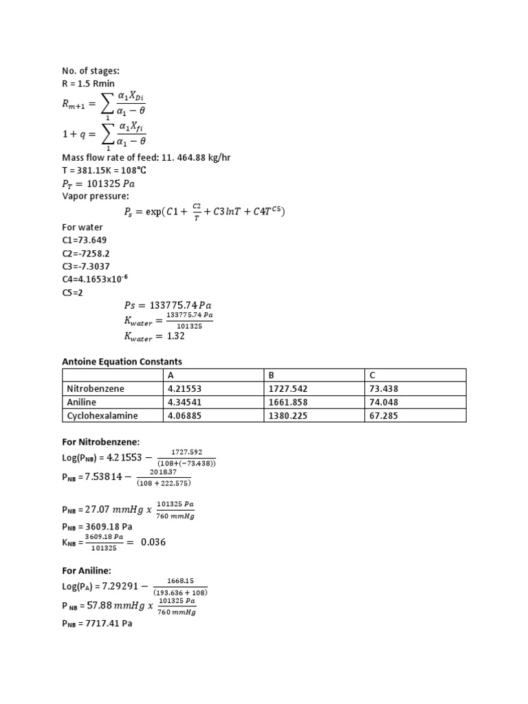 Antoine Equation Constants | PDF