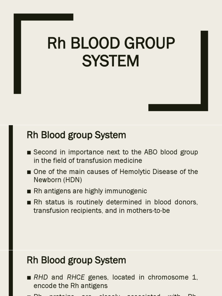 Overview of Rh Blood Group System | PDF | Blood Type | Blood