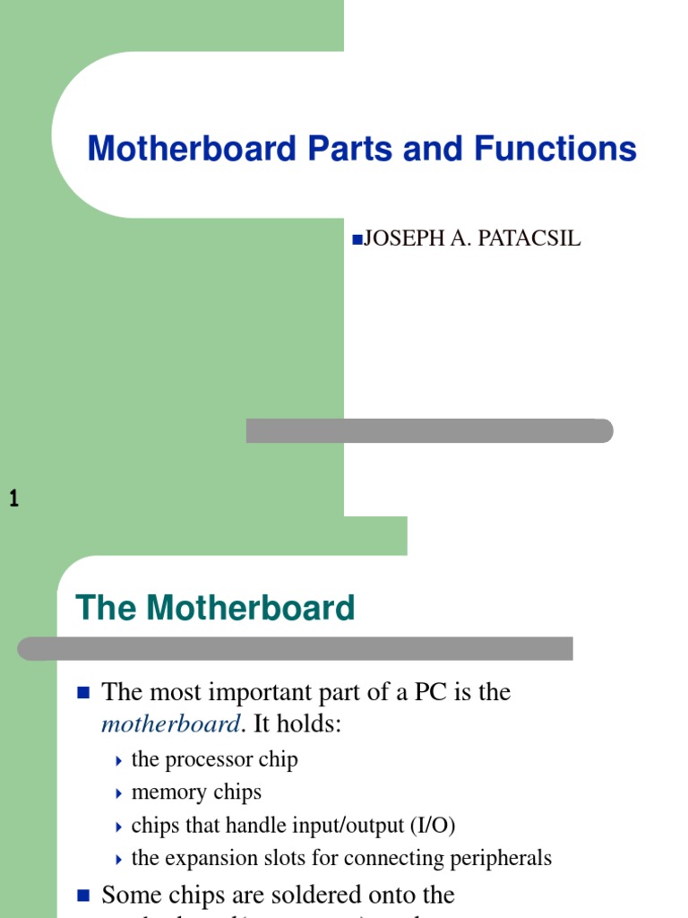 Motherboard Parts and Functions | PDF | Central Processing Unit ...
