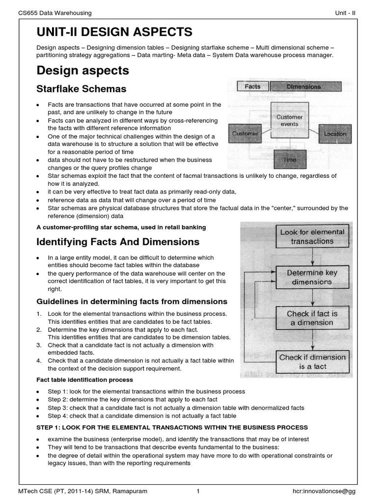 Cs655 Unit II | PDF | Data Warehouse | Databases