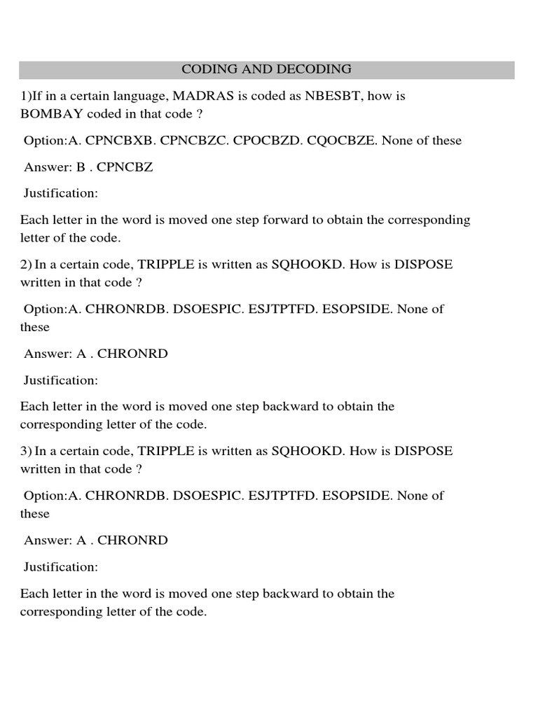 Coding and Decoding-Durga | PDF | Naming Conventions | Notation Coding and Decoding-Durga | PDF | Naming Conventions | Notation