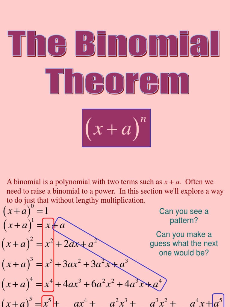 The Binomial Theorem | PDF | Combinatorics | Mathematical Concepts