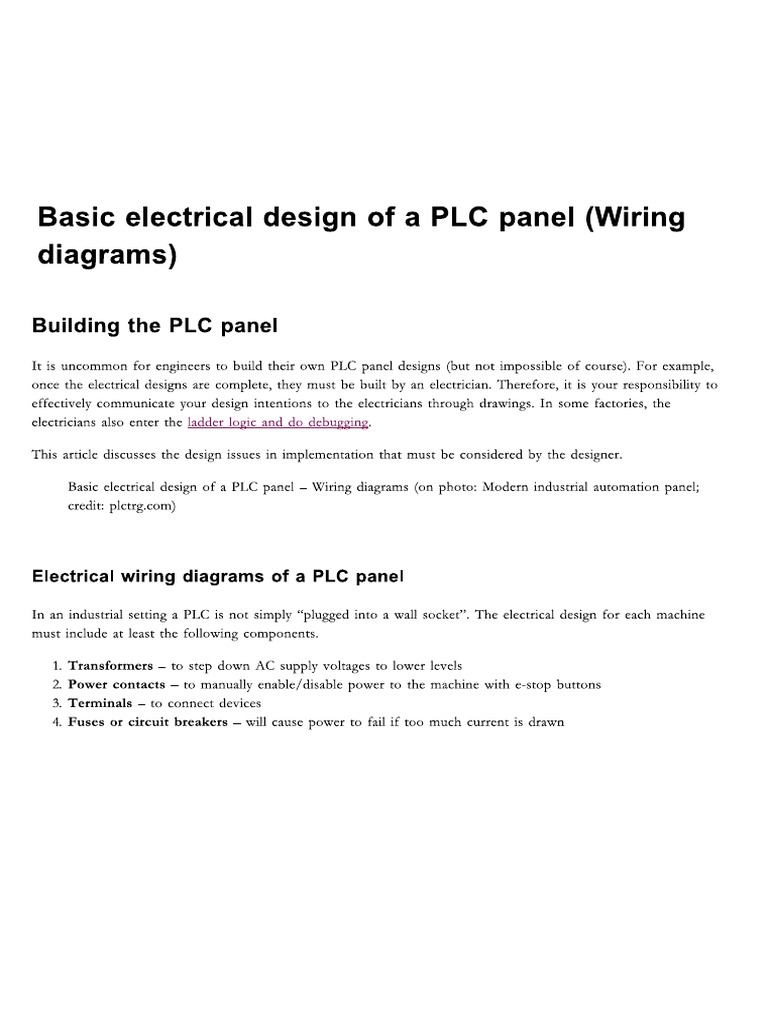 Panel Wiring Diagram Example Collection