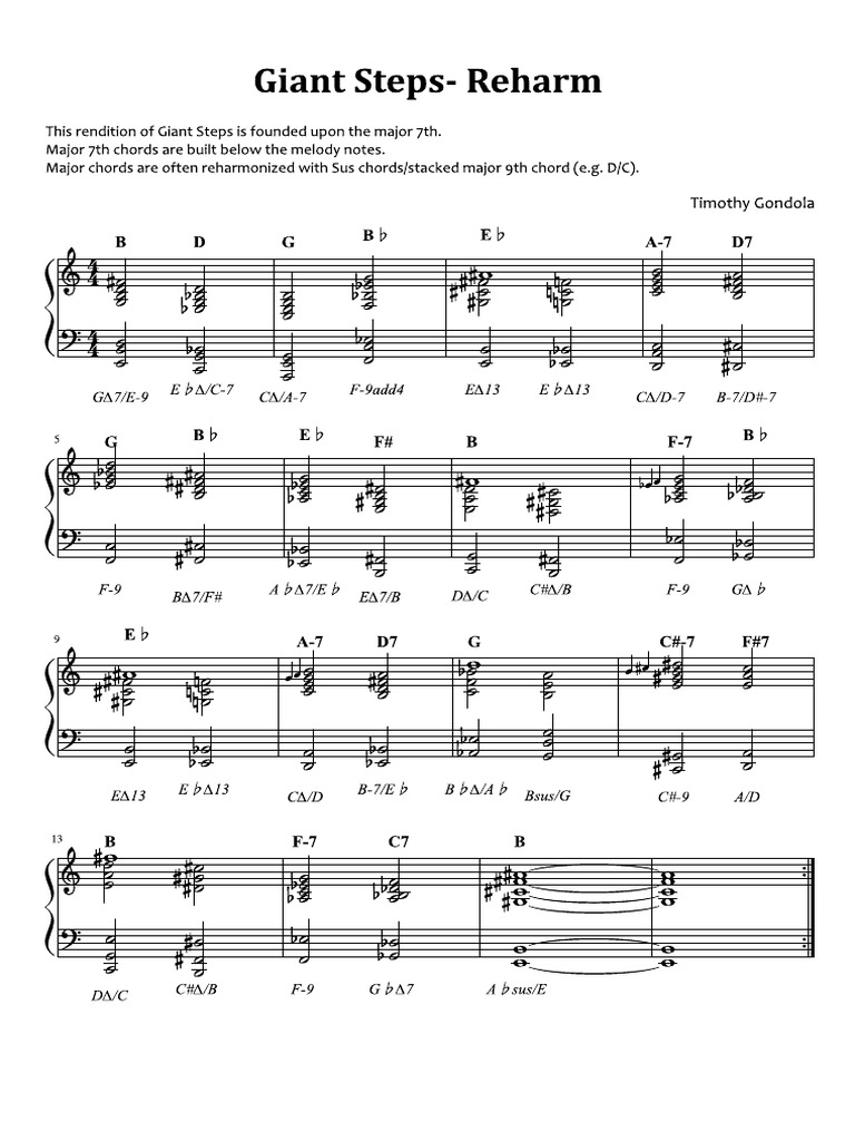 Giant Steps Reharmonization PDF | PDF