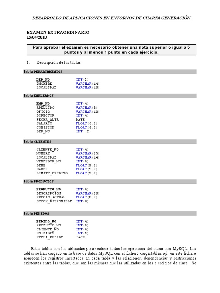 Examen Extra MySQL-PHP-SQLServer 2010 | PDF | Tabla (base de datos ... Examen Extra MySQL-PHP-SQLServer 2010 | PDF | Tabla (base de datos ...