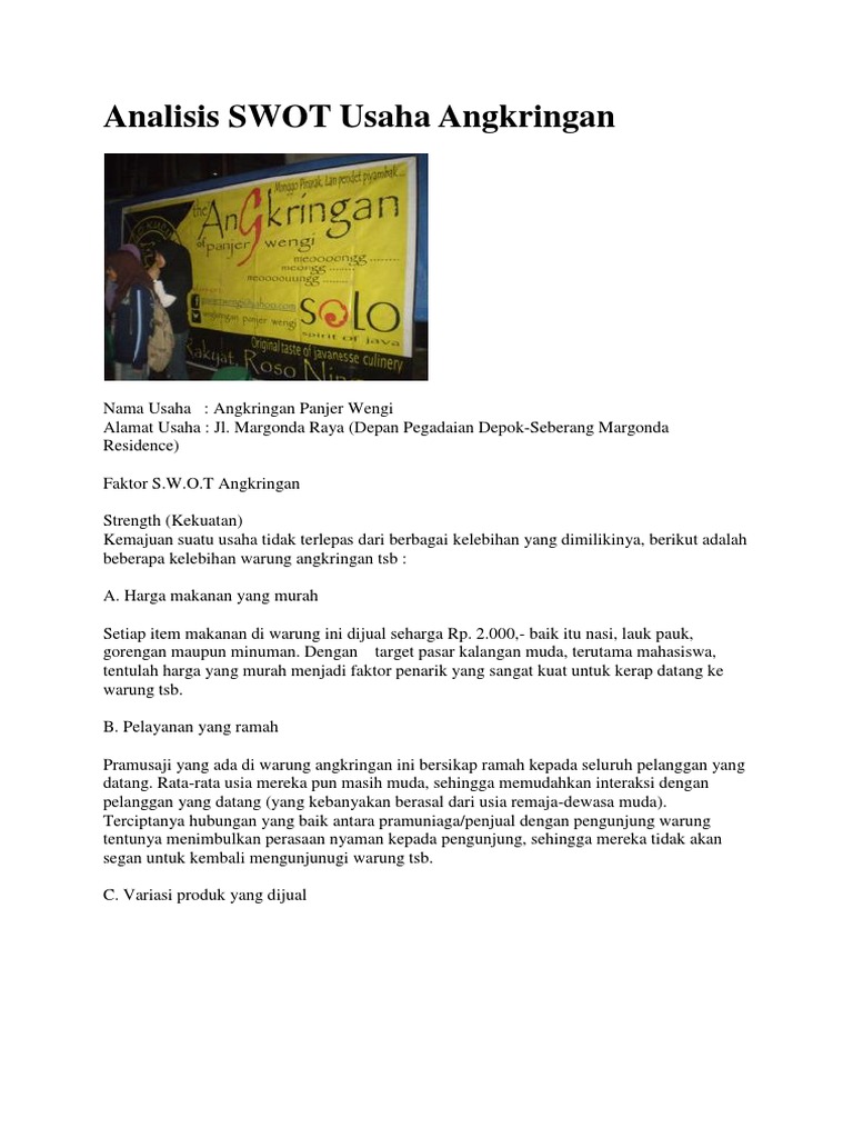 Analisis SWOT Usaha | PDF | Bisnis