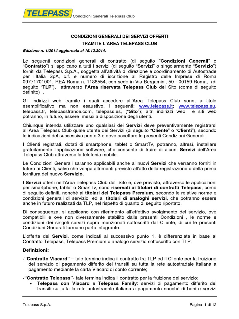 Procedura Di Disdetta TELEPASS | PDF