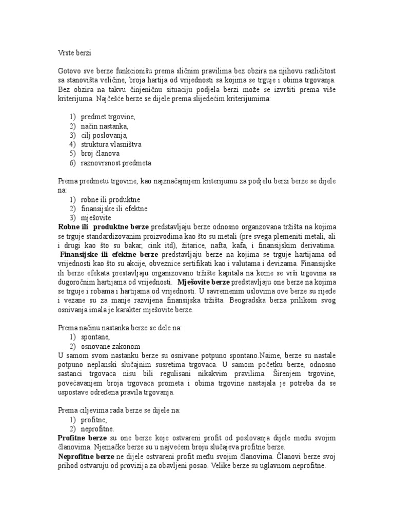 Vrste Berzi | PDF
