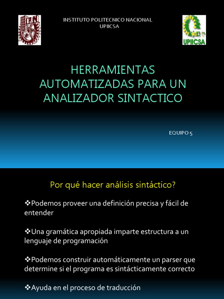 Analizador Sintactico | PDF | Analizando | Herramientas de programación
