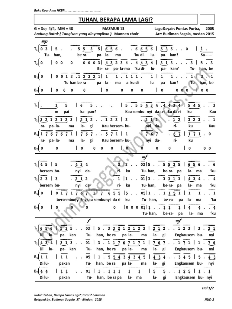 Partitur Koor: Tuhan, Berapa Lama Lagi? | PDF