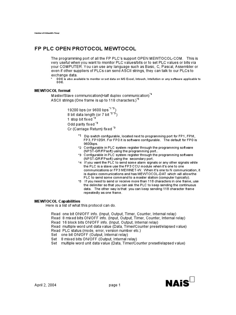 Protocolo Mewtocol | PDF | String (Computer Science) | Programmable Logic Controller