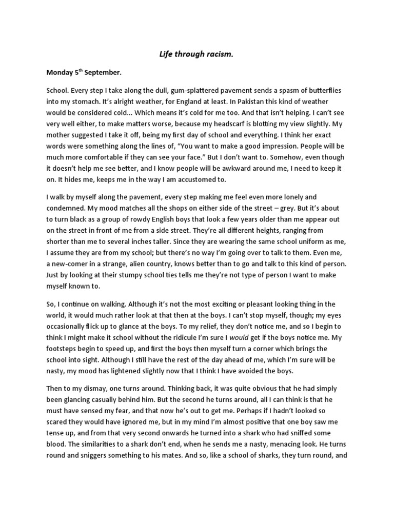Life Through Racism.: Monday 5 September | PDF