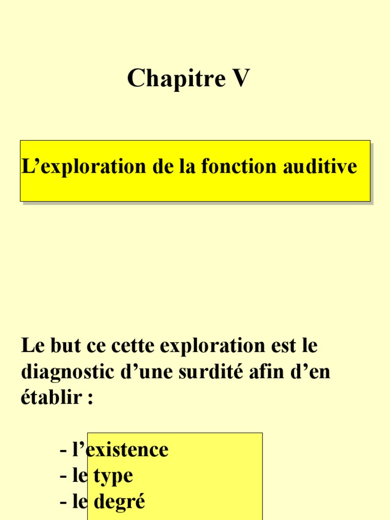 Audition 5 Exploration de L'audition | PDF | Spécialités médicales | Audition