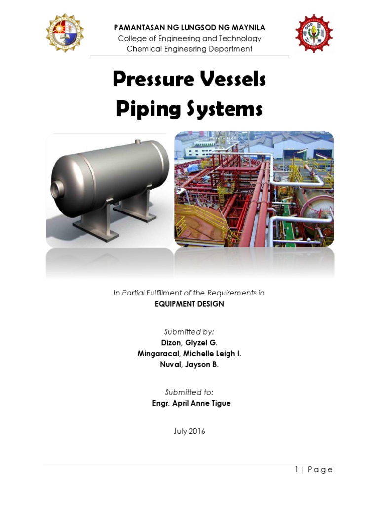 ES - Pressure Vessels and Piping System | PDF | Welding | Construction