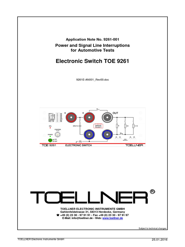 Electronic Switch TOE 9261 | PDF | Electrical Connector | Resistor