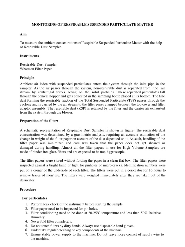Respirable Dust Sampling | PDF | Dust | Particulates